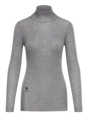 Dior Ribbed High Neck Long Sleeve Sweater - Gray