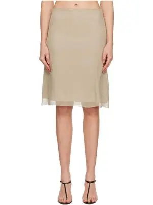 TOTEME Semi-sheer Chiffon Midi Skirt With Eyelet Details - Rye Color