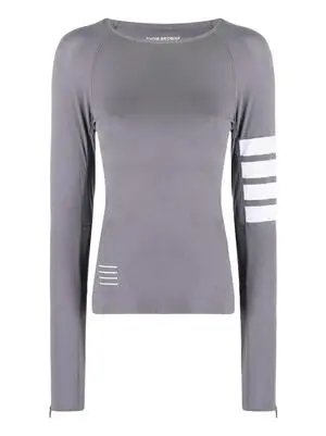 Thom Browne 4-bar Compression Long Sleeve Top - Medium Gray