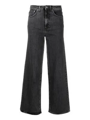 TOTEME Cropped Wide Leg Jeans - Black