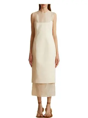 Khaite Sleeveless Layered Sheer Dress - White