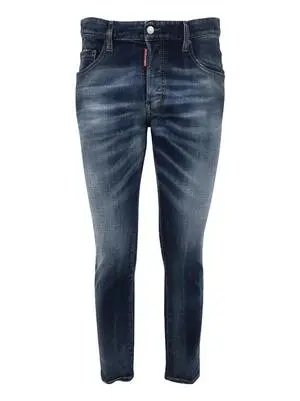 Dsquared2 Distressed Logo Patch Slim-fit Jeans - Blue