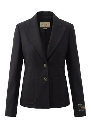 Gucci Single-breasted Blazer With Patch Detail - Black