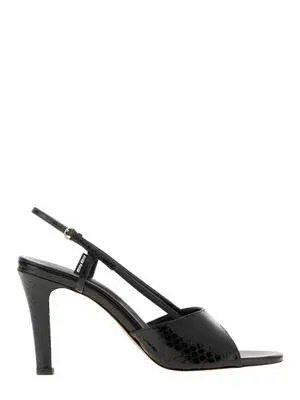 Miu Miu Embossed Slingback Sandals - Black