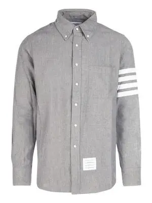 Thom Browne 4-bar Denim Shirt - Medium Gray