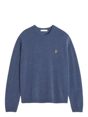 Maison Kitsuné Fox Head Crew Neck Jumper - Powder Blue