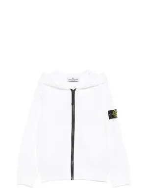 Stone Island Hooded Zip-up Sweatshirt - White