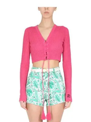 ETRO Etro Lace-Up Cropped Cardigan