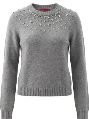 Gucci Embellished Crew-neck Sweater - Grey