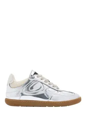 GANNI Metallic Lace-up Low Top Sneakers - Gray