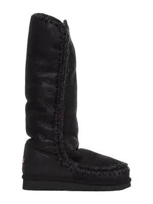 Mou Eskimo 40 Metallic-finish Contrast Stitched Boots - Black