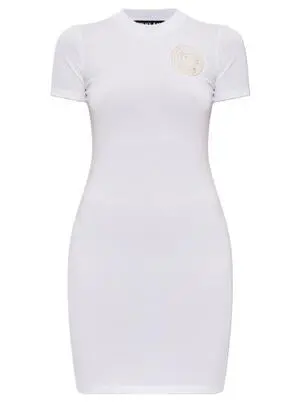Versace Logo Printed Mini Dress - White