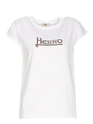 Herno Logo Embellished Crewneck T-shirt - White