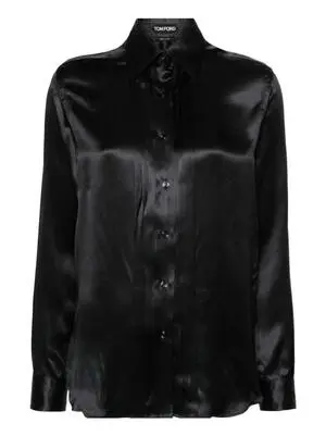 TOM FORD Pintucked Long-sleeved Shirt - Black