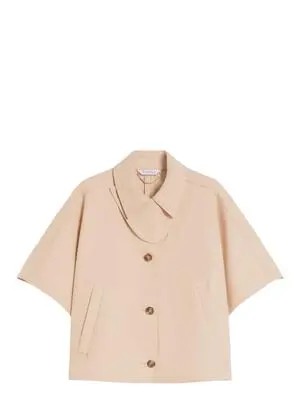 Max Mara Buttoned Cotton Cape - Albino