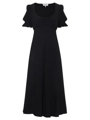 Chloé Ruffled Puff Sleeve Midi Dress - Black