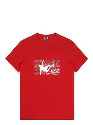 EA7 Logo Printed T-shirt - Red