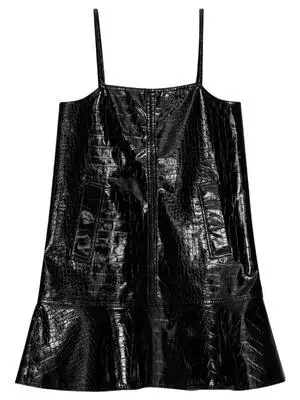 GANNI Future Coated Mini Dress - Black