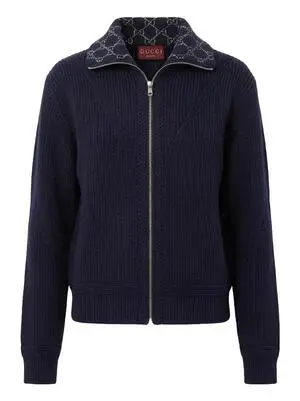 Gucci Wool Zip-up Cardigan - Navy