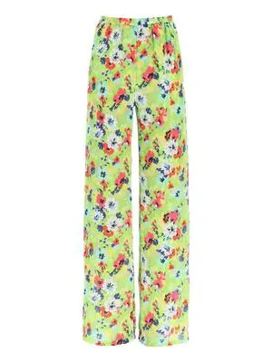 MSGM Floral Printed Wide Leg Pants - Green