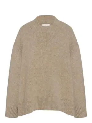 THE ROW Fayette V-neck Ribbed-knit Sweater - Nude