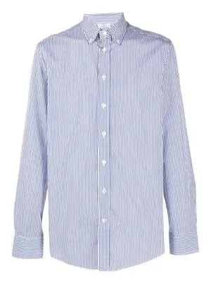 Etro Striped Curved Hem Shirt - Blue
