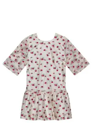 GANNI Floral Print Mini Dress - Nude