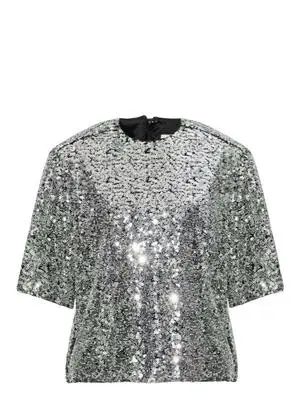 Isabel Marant Étoile Sequin Embellished Crew Neck Top - Silver