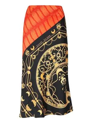 MARINE SERRE Printed Silk Skirt - Multicolor