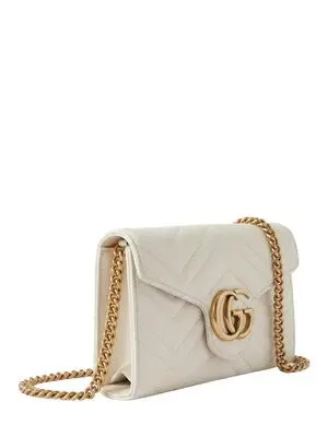 Gucci Logo Plaque Quilted Clutch Bag - White