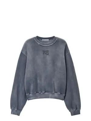 Alexander Wang T By Alexander Wang Logo Embossed Crewneck Sweatshirt Asphalt