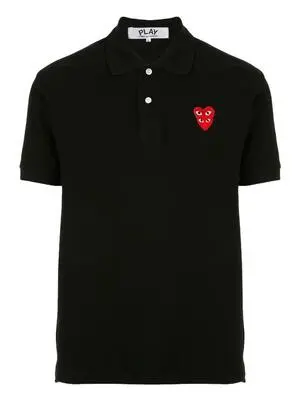 Play Comme Des Garcon Heart-logo Piqué Polo Shirt - Black