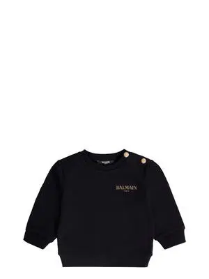 Balmain Logo-embellished Sweatshirt With Ribbed Details - Black