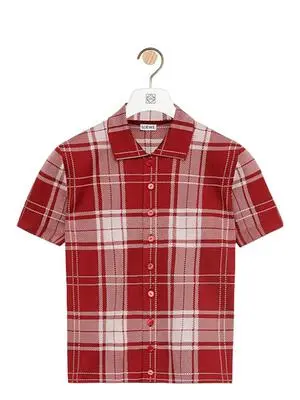 Loewe Polo Shirt In Silk With Checked Jacquard Pattern - Pink