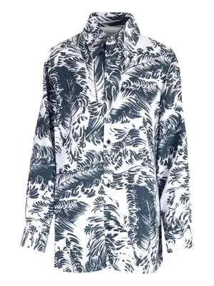 Bottega Veneta Feather Printed Buttoned Shirt - White