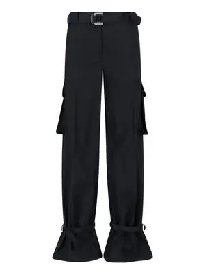 Attico Belted Long Cargo Pants - Black