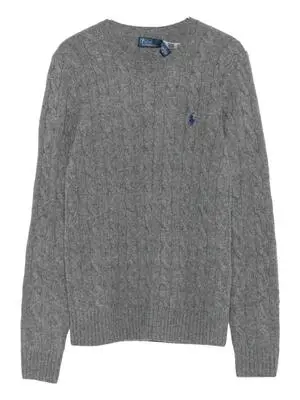 Polo Ralph Lauren Cable-knitted Jumper With Embroidered Logo - Grey