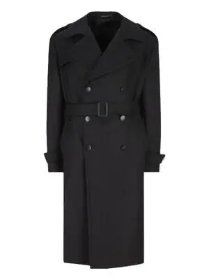 TAGLIATORE Tagliatore Long Sleeve Double-Breasted Belted Trench Coat