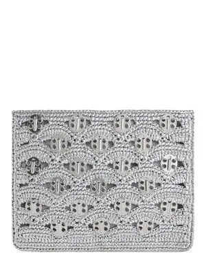 PACO RABANNE Paco Rabanne Raffia Zipped Clutch Bag With Silver Tone Embellishments