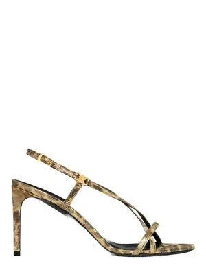 CELINE Celine Criss Cross Sandal With Triomphe In Leopard Printed Suede