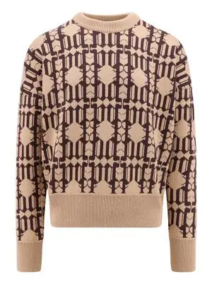 Palm Angels Monogram Jacquard Knit Sweater - Nude