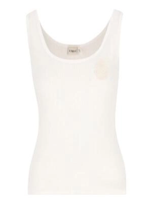 Chloé Chloé Crewneck Ribbed Tank Top With Pineapple Patch White