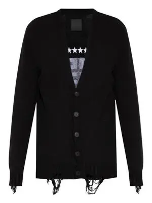 Givenchy Logo Embroidered V-neck Buttoned Cardigan - Black