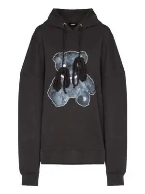 We11Done Bear Graphic Hooded Sweatshirt - Black