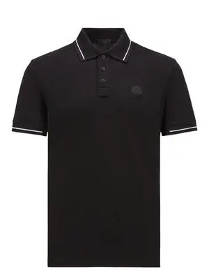 Moncler Logo Patch Short-sleeved Polo Shirt - Black