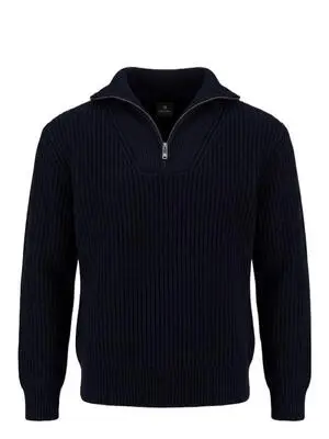 ANINE BING Half-zip Ribbed Knit Sweater - Black