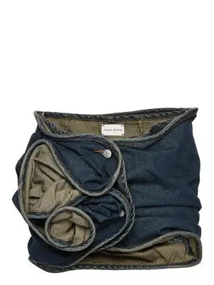 Magda Butrym Floral Appliqué Denim Mini Skirt - Dark Retro Blue