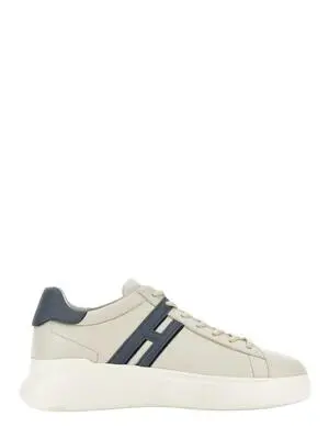 Hogan Leather Sneakers With Side H Detail - Light Blue Ivory