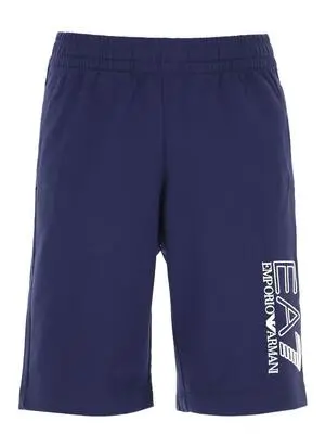 EA7 Logo Print Drawstring Shorts - Blue