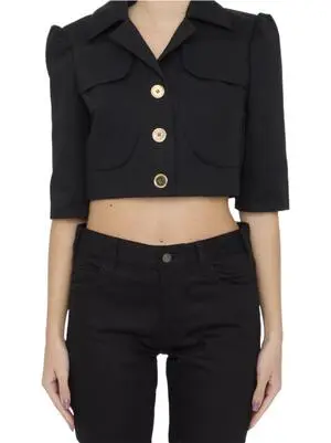 PATOU Single-breasted Cropped Blazer - Black